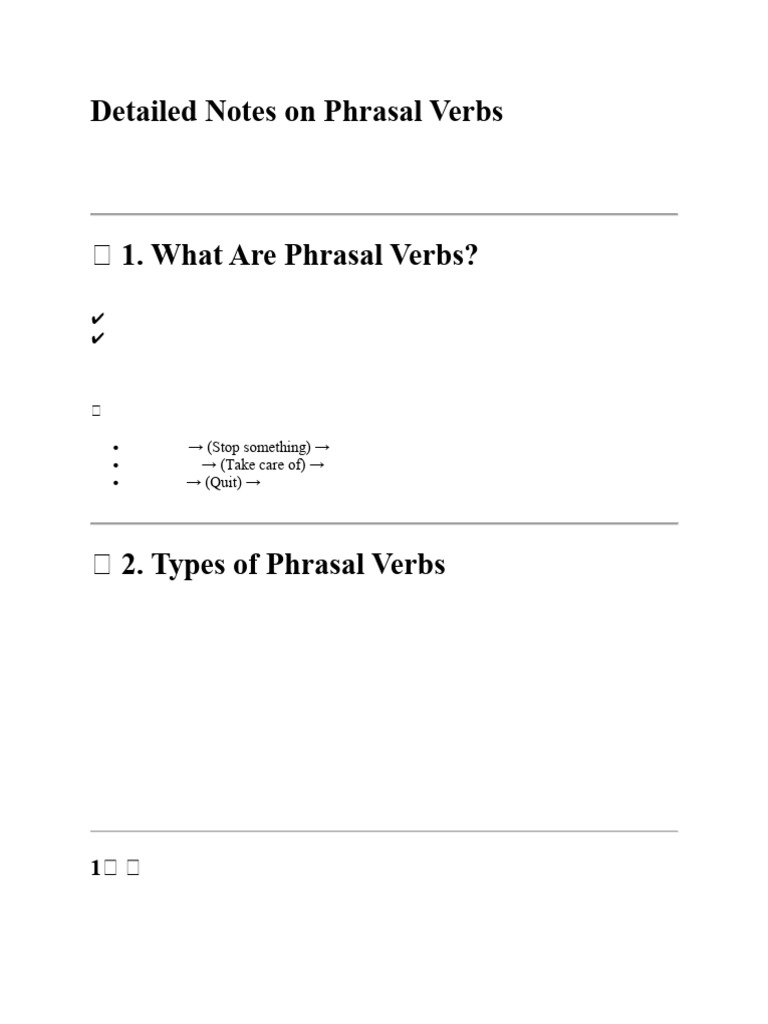 Detailed Notes on Phrasal Verbs (3) | PDF | Verb | Object (Grammar)