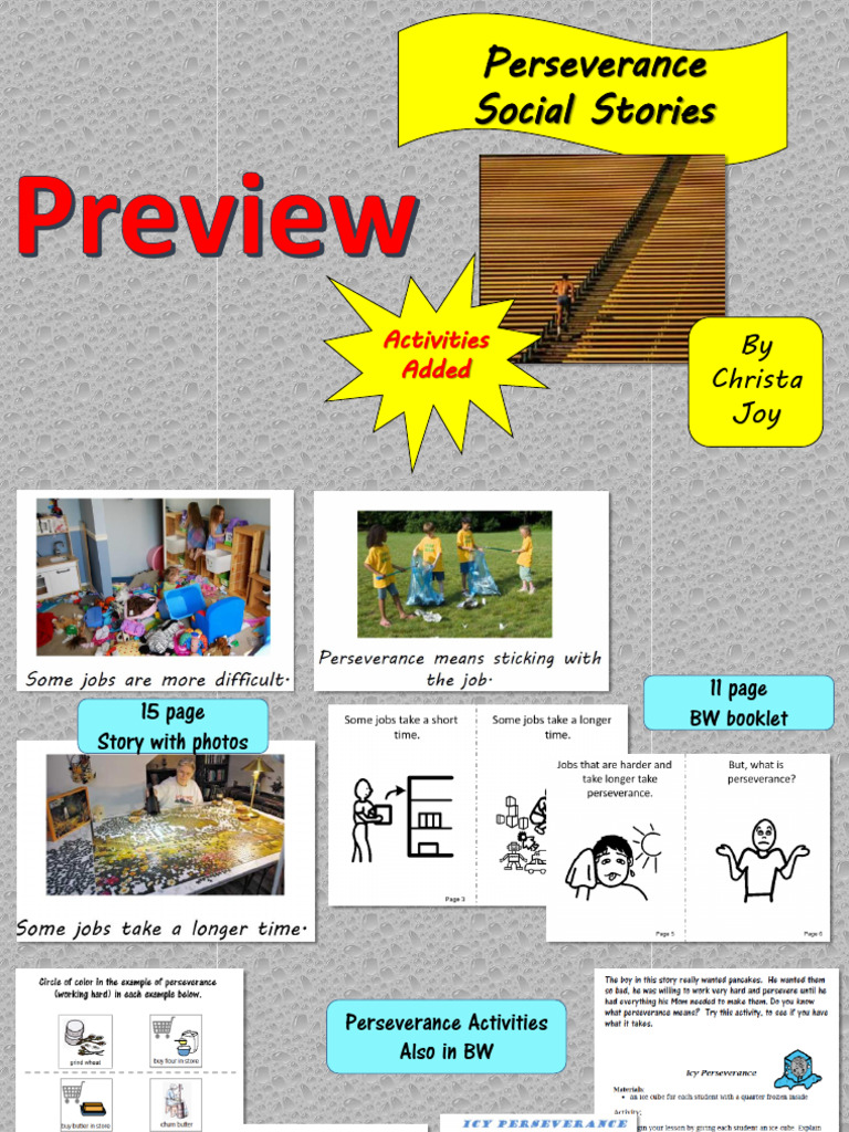 Perseverance Social Stories Activities | PDF
