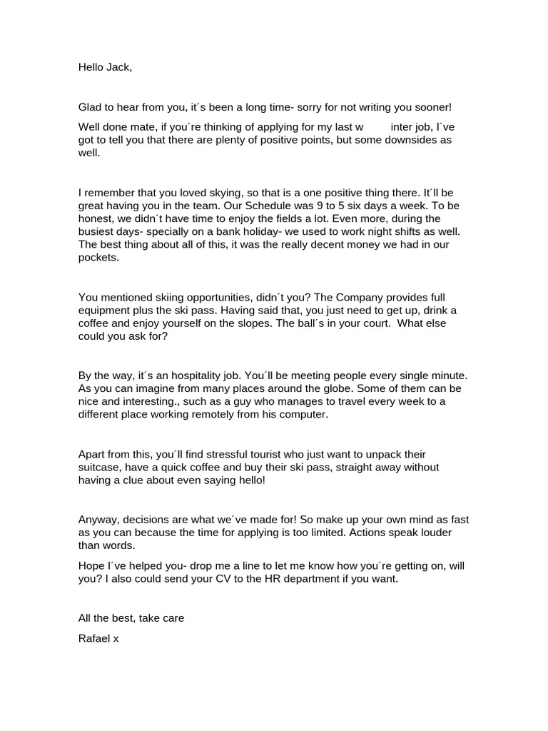 Informal Letter C1 Simon | PDF