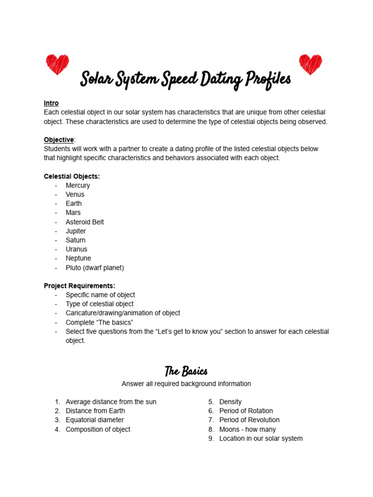 Solar System Dating Profiles | PDF | Solar System | Planets