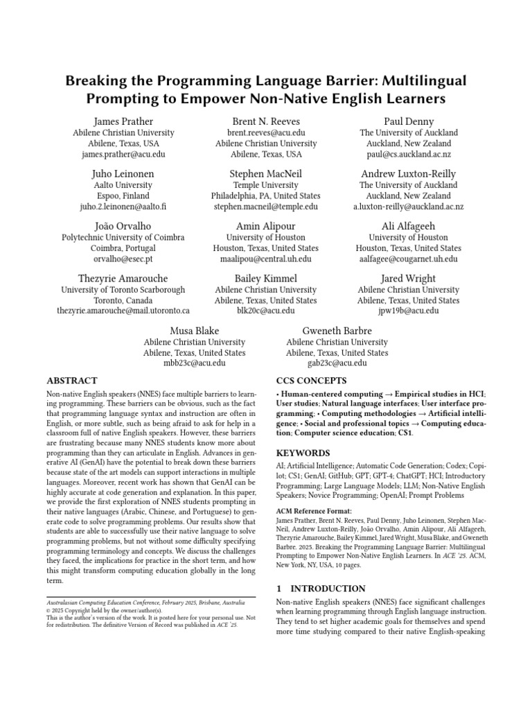 ACE 2025 Multilingual Prompt Problems v2 | PDF | Computer Programming | English Language