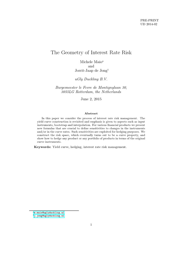 The Geometry of Interest Rate Risk | PDF | Yield Curve | Basis (Linear Algebra)