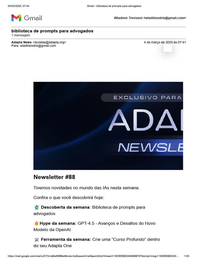 Gmail - biblioteca de prompts para advogados | PDF