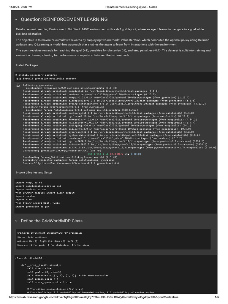 Reinforcement Learning - Ipynb - Colab | PDF | Algorithms | Applied Mathematics