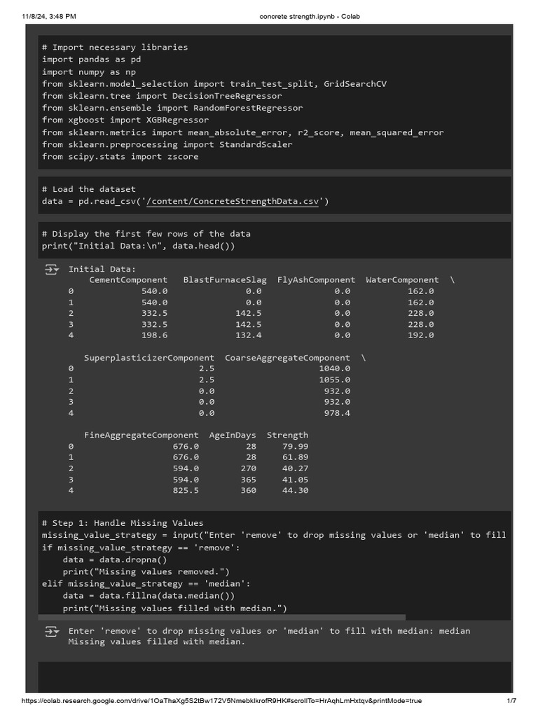Concrete Strength - Ipynb - Colab | PDF | Data Analysis | Statistical Analysis