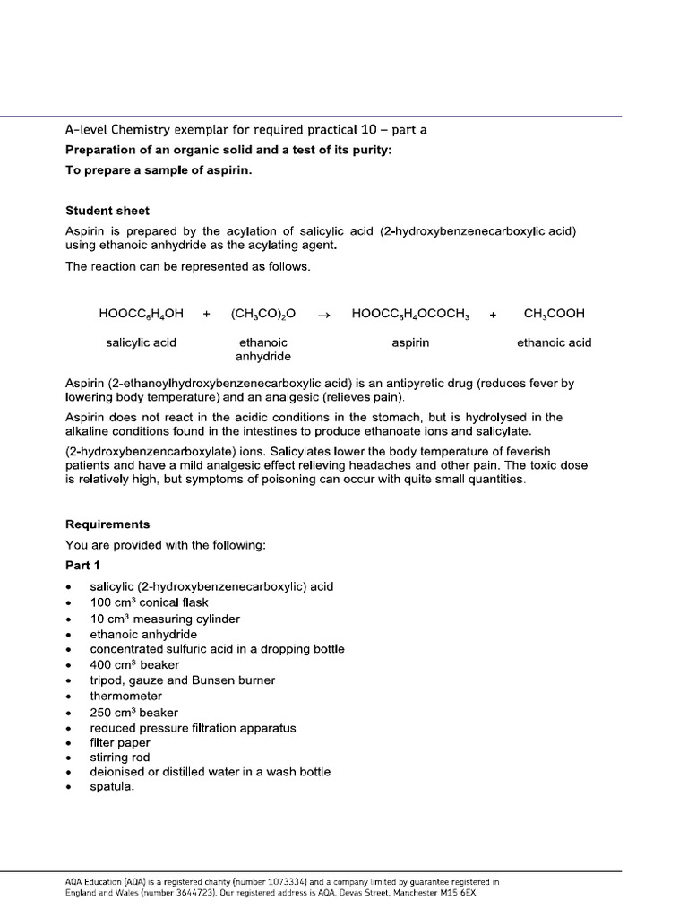 (Template) RPA 10 - Preparation and Purification of An Organic Solid | PDF
