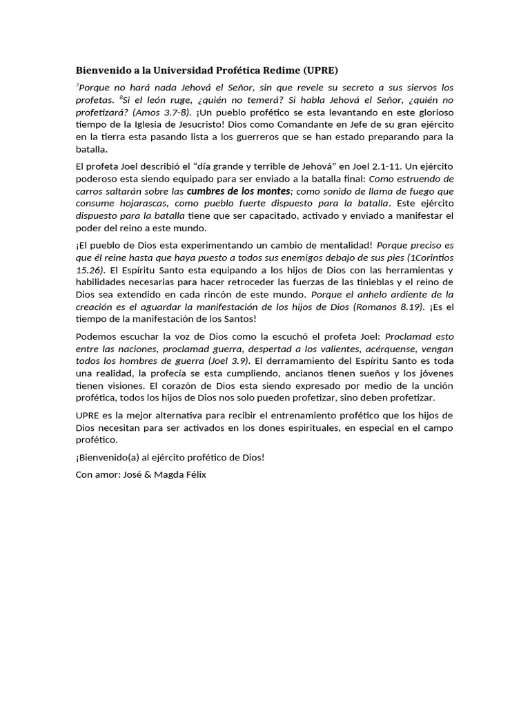 Bienvenida UPRE 3 | PDF