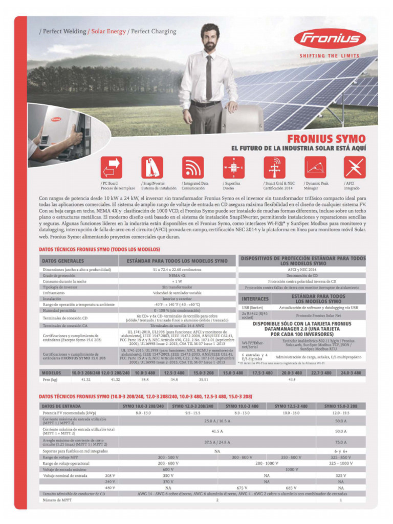 Ficha-técnica-Fronius-Symo. | PDF