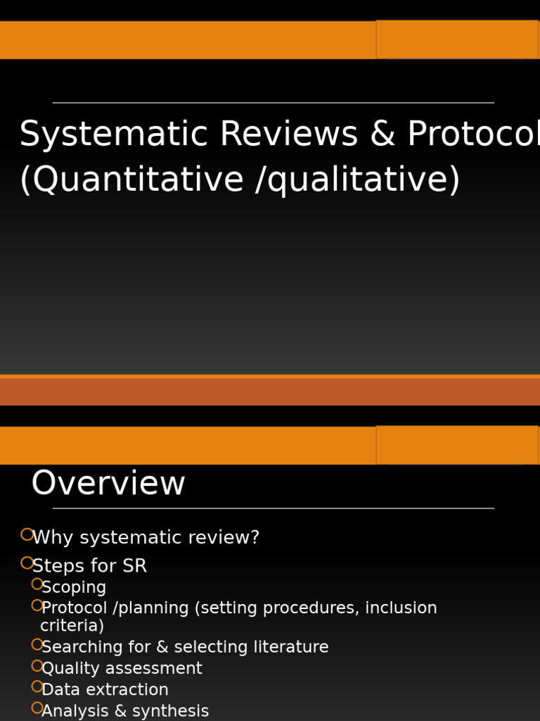 Systematic Review Lecture Slides | PDF | Systematic Review | Data