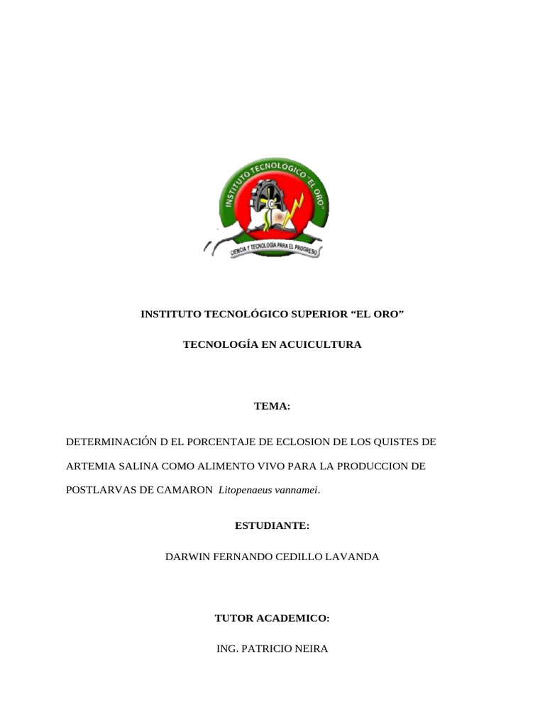 Artemia Proyecto13.10.17 (Lestyn Cedillo) 2 | PDF | Agua | Alimentos