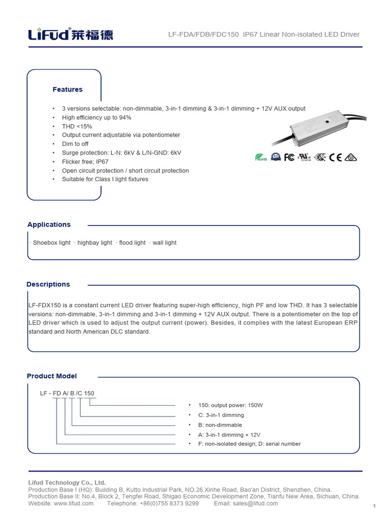 LF-FDA - FDB.FDC150 Specification V1.0 | PDF | Power Supply ...