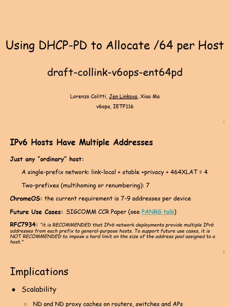Slides 116 V6ops Using DHCP PD To Allocate 64 Per Host in Broadcast Networks 00 | PDF | I Pv6 ...