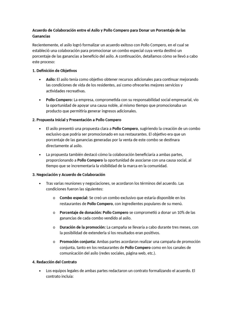 Colaboración Entre El Asilo y Pollo Compero | PDF | Business