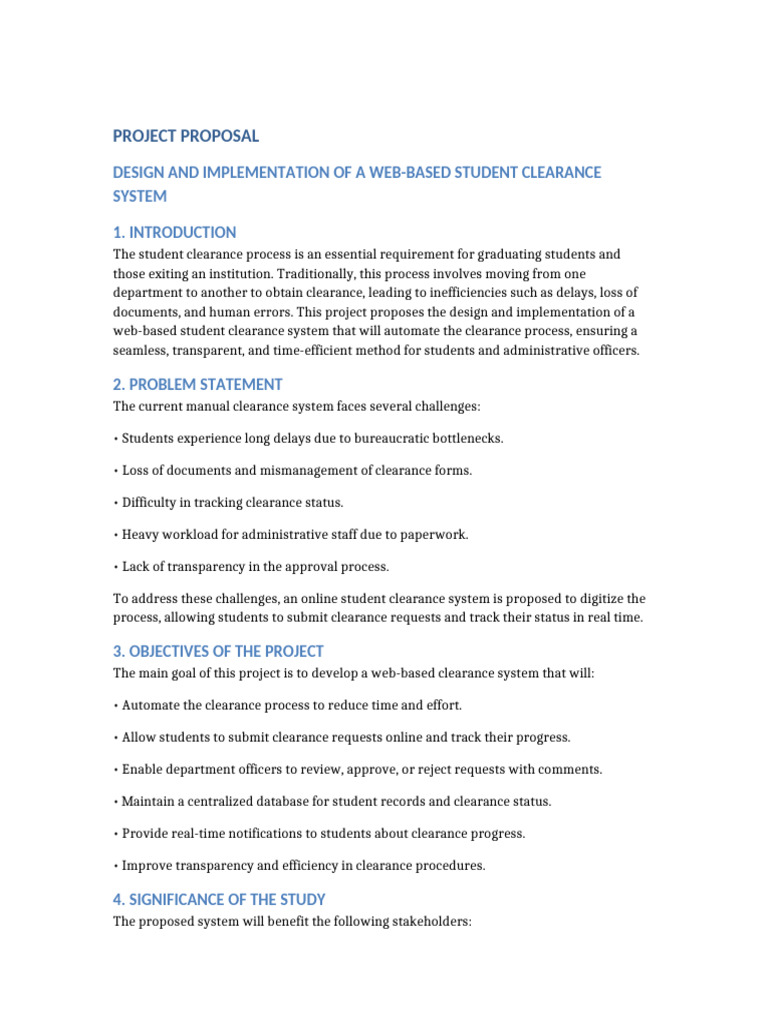 Student Clearance System Proposal | PDF | Computer Science | Software Engineering