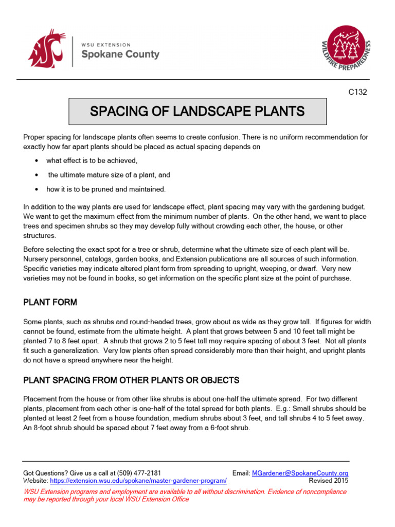 C132 Spacing of Landscape Plants | PDF | Shrub | Hedge