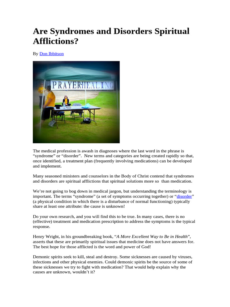 Are Syndromes and Disorders Spiritual Afflictions | PDF | Syndrome ...