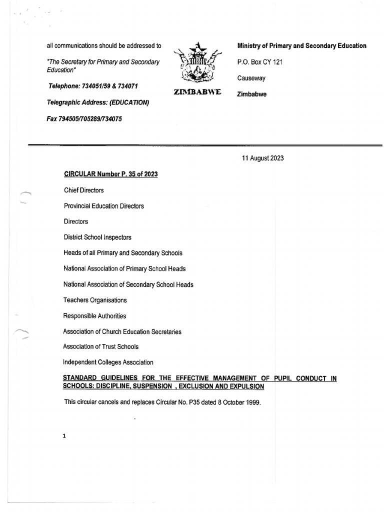 Circular No. P.35 of 2023 Discipline, Suspension, Exclusion and ...