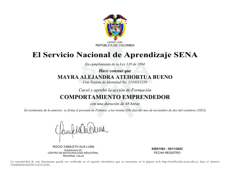 El Servicio Nacional de Aprendizaje SENA: Comportamiento Emprendedor | PDF