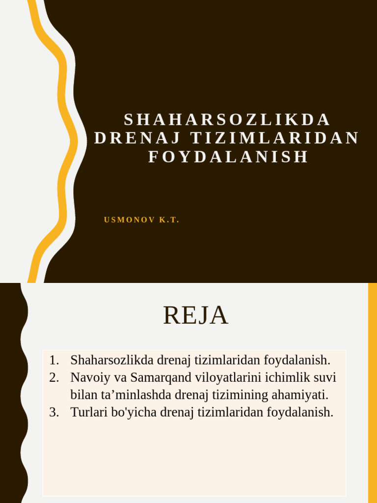 2-Shaharsozlikda Drenaj Tizimidan Foydalanish | PDF