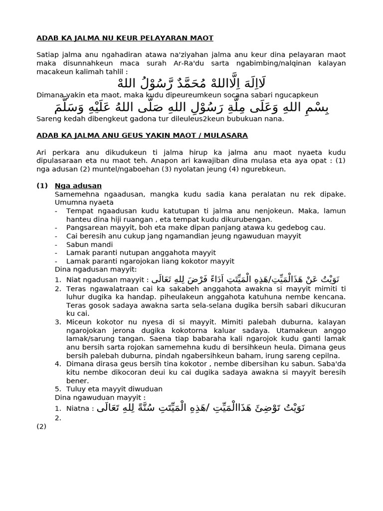 Adab Ka Jalma Nu Keur Pelayaran Maot | PDF