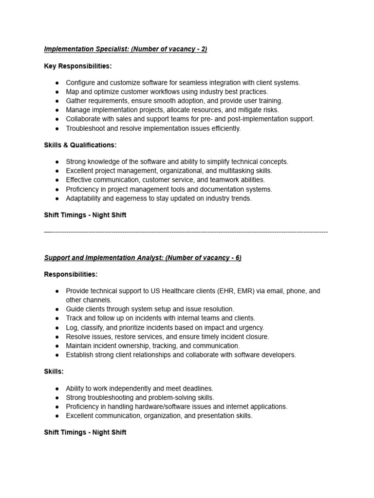 HefShine - Job Description 2025 | PDF | Databases | Electronic Health Record