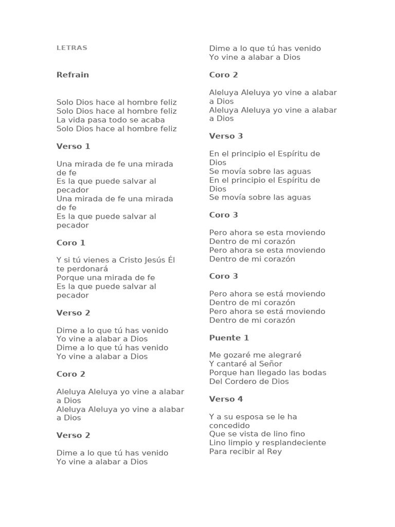 Letra Coritos | PDF | Creencia religiosa y doctrina