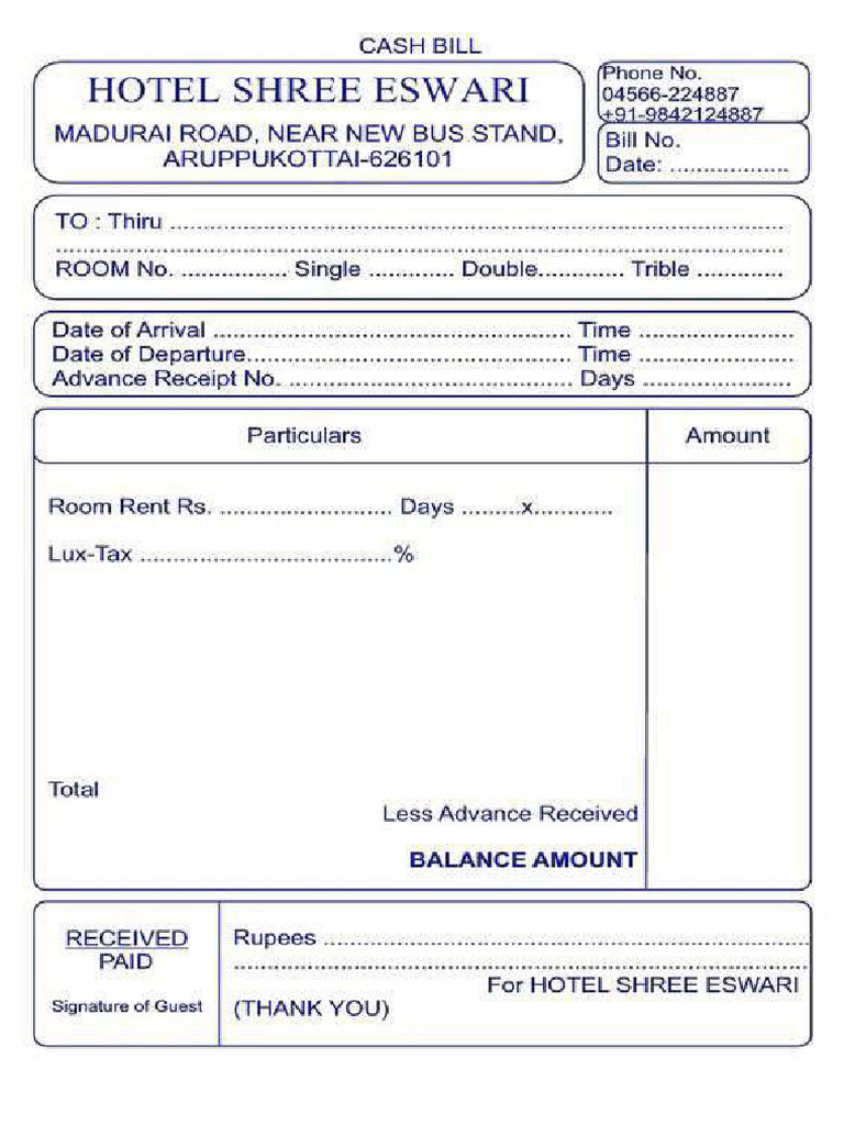 Kamuthi Hotel Bill - PDF | PDF