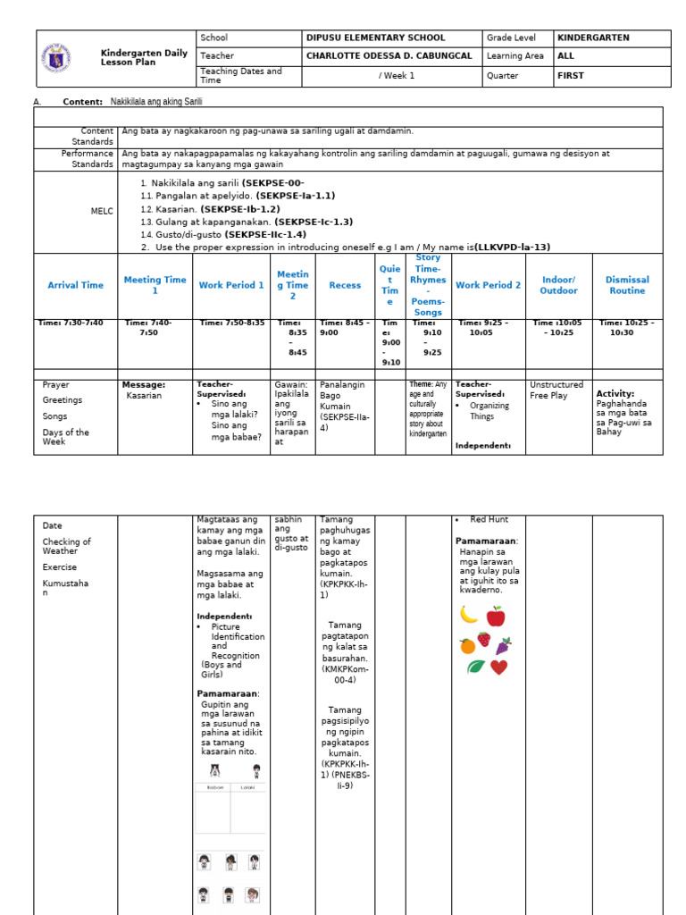 Kinder-New-DLL Week1 - Day2 | PDF