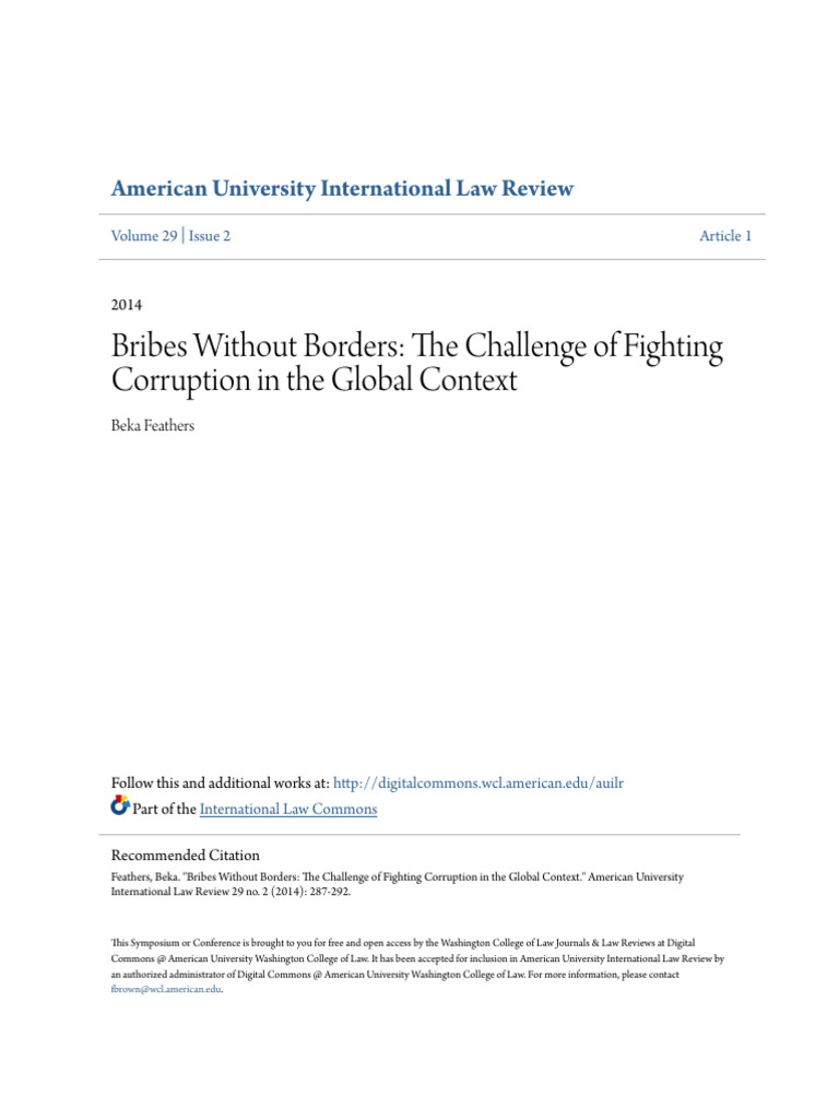 Bribes Without Borders - The Challenge of Fighting Corruption in T | PDF | Corruption | Bribery