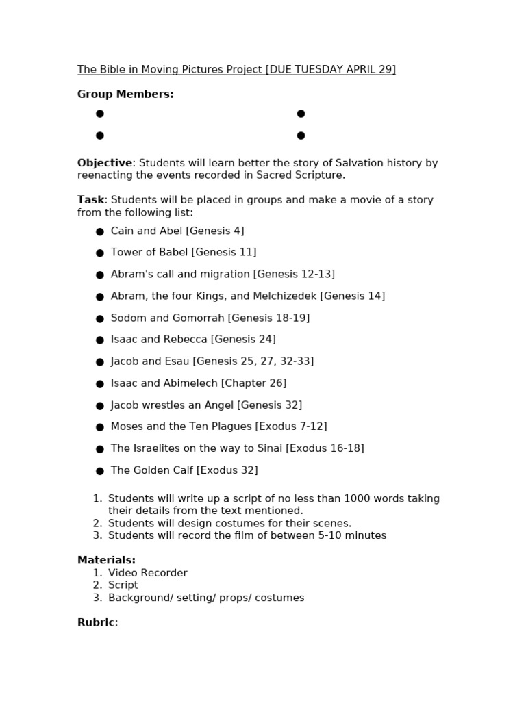 The Bible in Moving Pictures Project | PDF