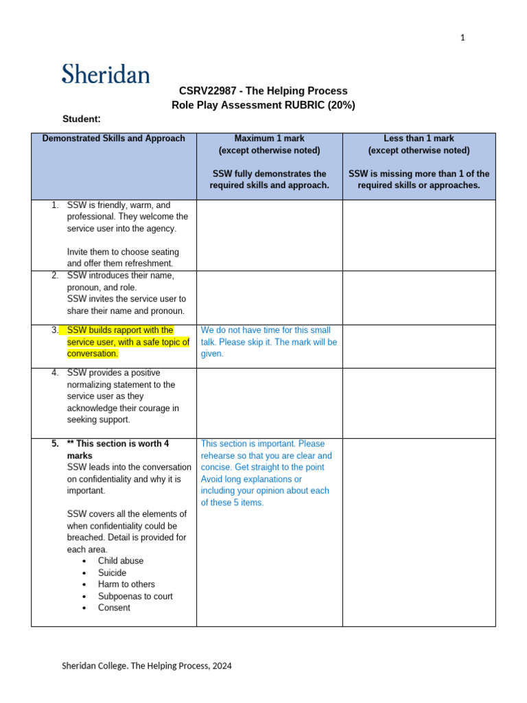 Role Play Assessment Rubric-June 11 | PDF | Behavioural Sciences ...