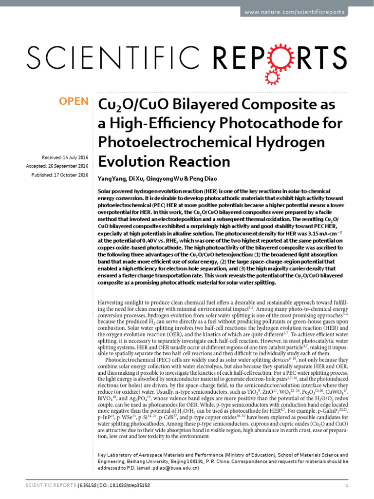 cu2o _cuo bilayered composite | PDF | Physical Chemistry | Applied And ...