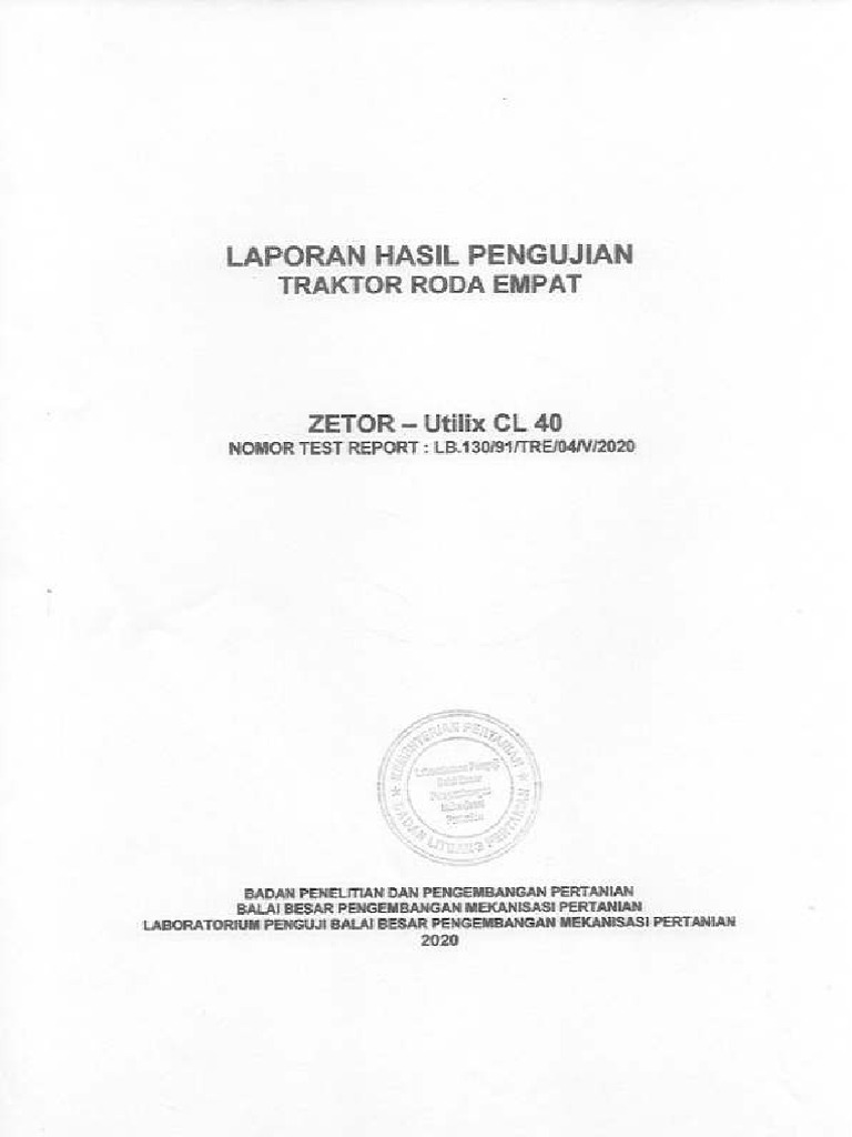 Test Report Zetor Utilix CL 40 | PDF