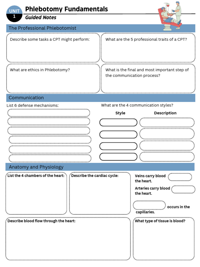 Phlebotomy Fundamentals: Guided Notes | PDF