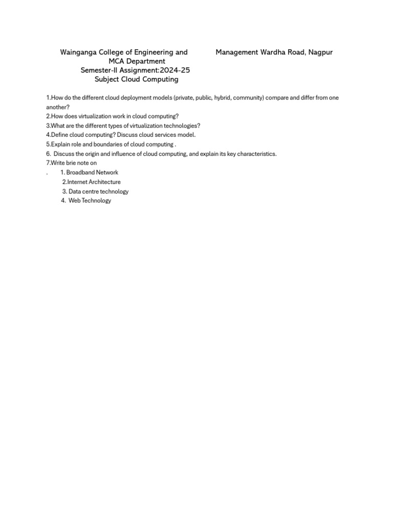 Assignment Cloud Unit 1 | PDF