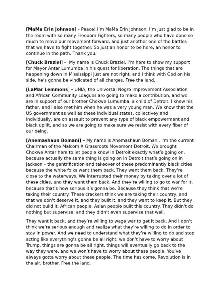 Transcription Lumumba Detroit | PDF | Jackson