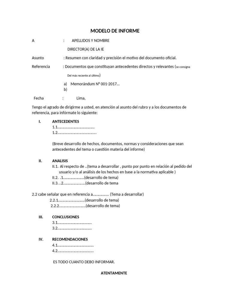 Modelo de Informe | PDF