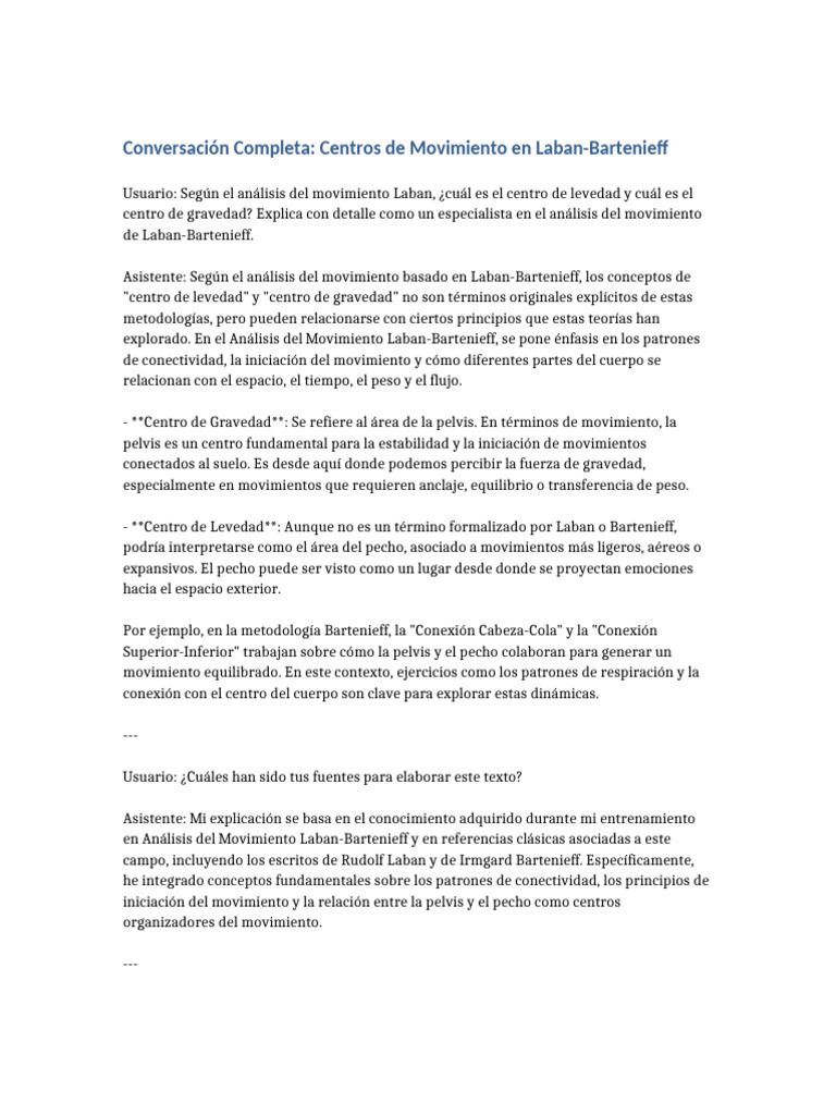 Conversacion Completa Laban Bartenieff | PDF