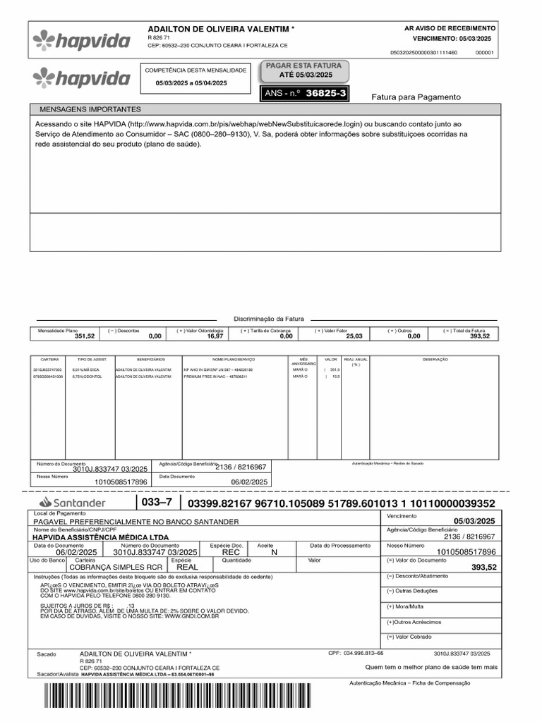 Boleto Digital Hapvida PDF | PDF