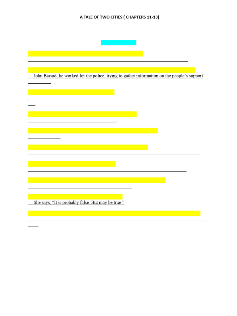 Chapters 11-13 a tale of 2 cities | PDF | A Tale Of Two Cities