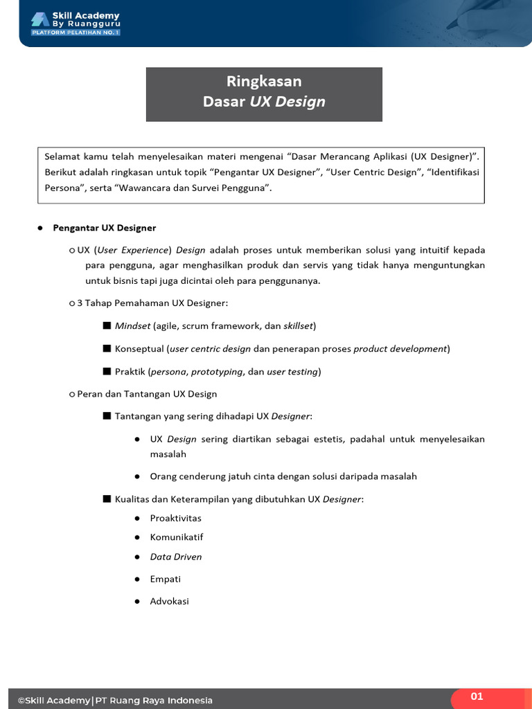 Ringkasan Dasar: UX Design | PDF