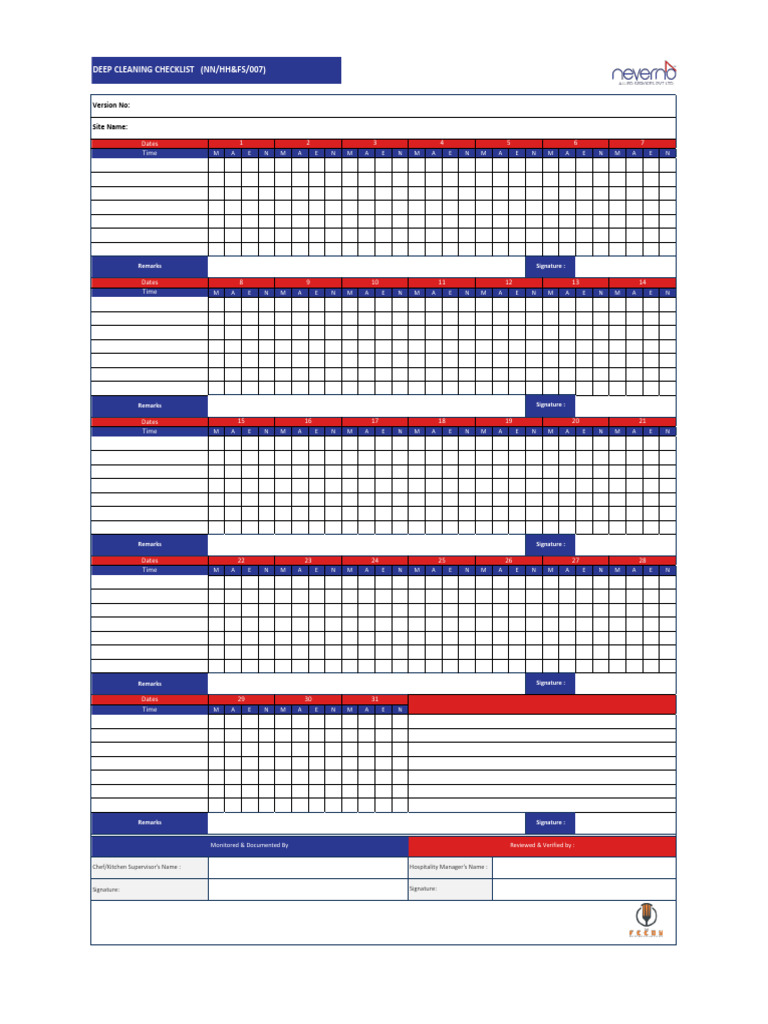 Kitchen Deep Cleaning Checklist | PDF | Water