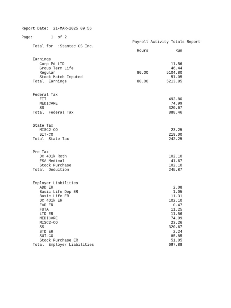 Payroll Activity Report - DP9 - Wolfjanet | PDF | 401(K) | Payroll Tax