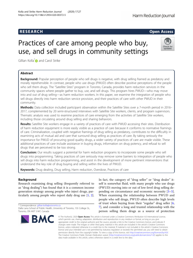 Practices of Care Among People Who Buy, Use, and Sell Drugs in ...