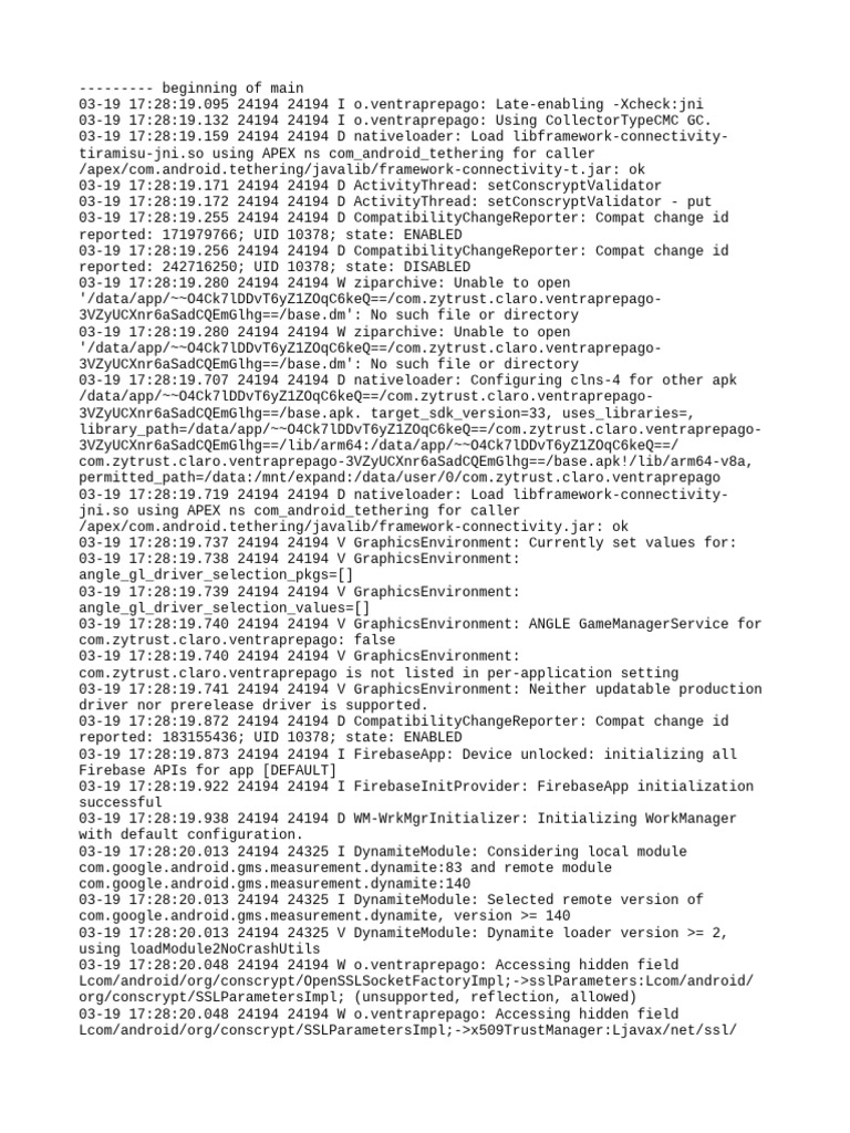 AppVentas Logcat 1742423417573 | PDF | Operating System Technology | System Software