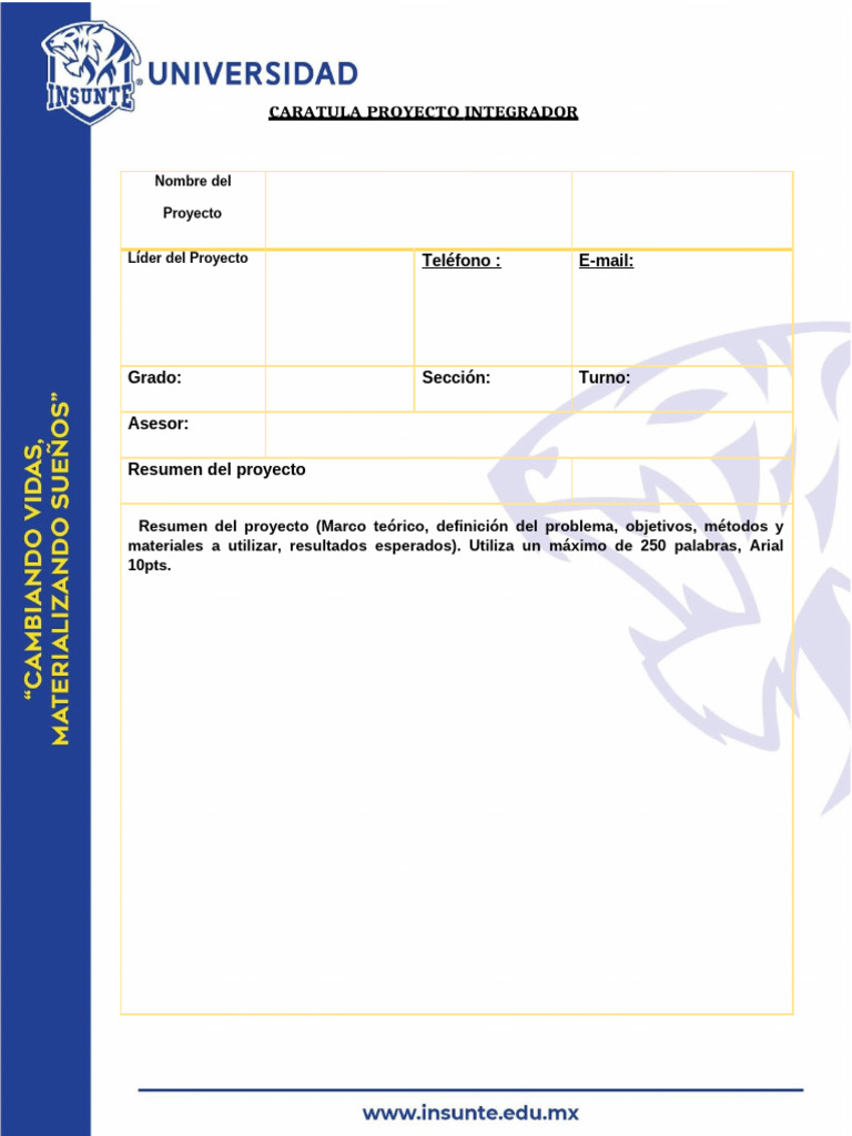 Caratula Proyecto Integrador-Word | PDF