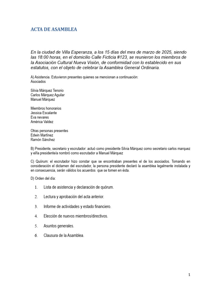 Modelo-de-Acta-Asamblea | PDF | Gobierno