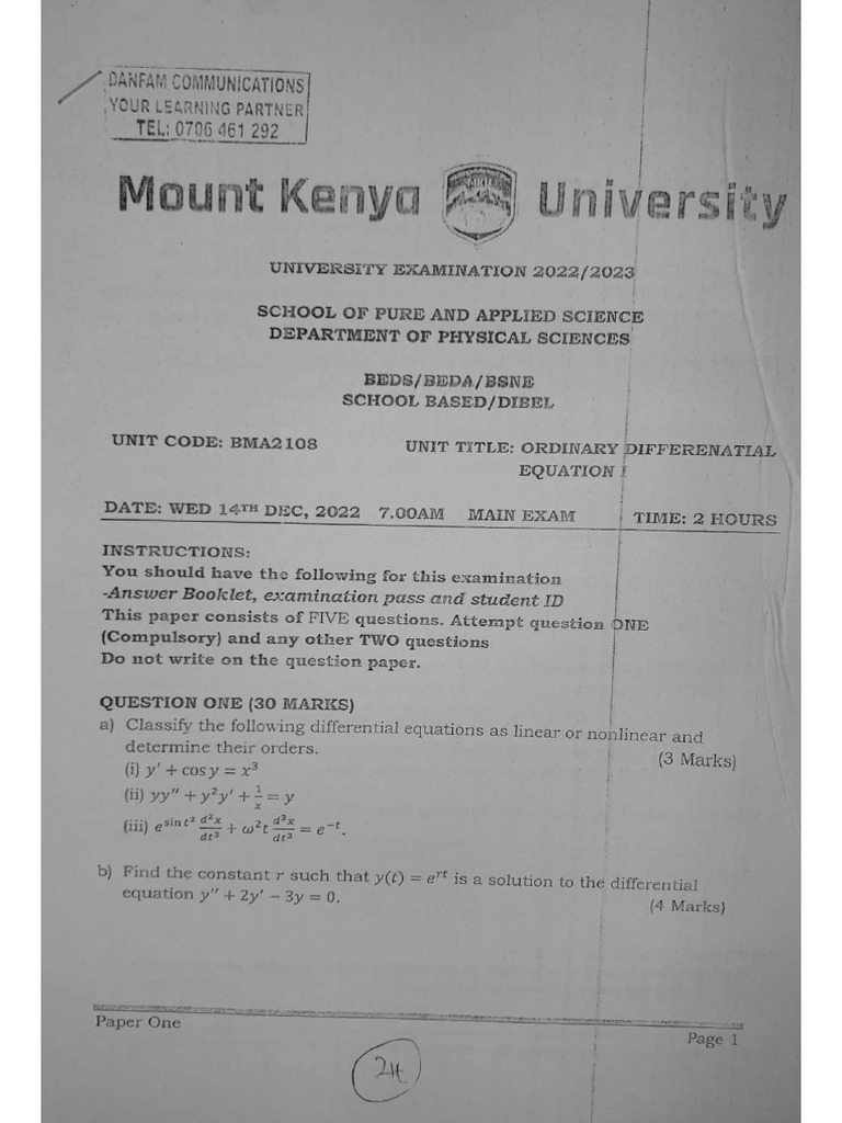 Ordinary Differential Equation Pdf