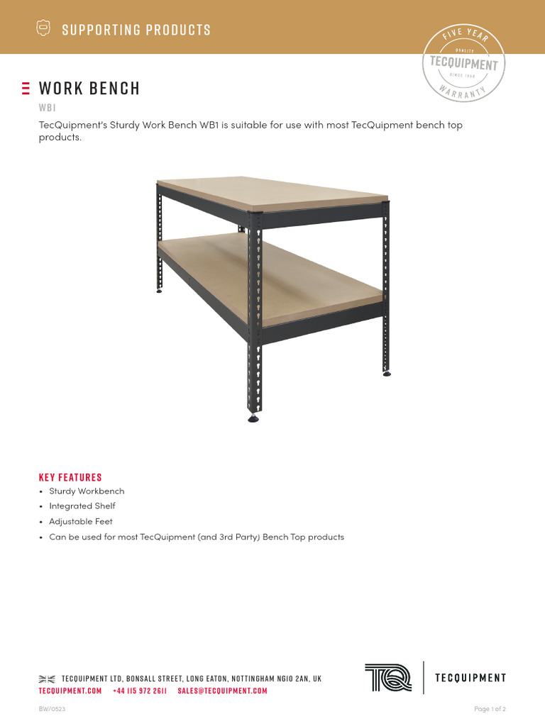 TecQuipment WB1 Work Bench Overview | PDF | Applied And ...