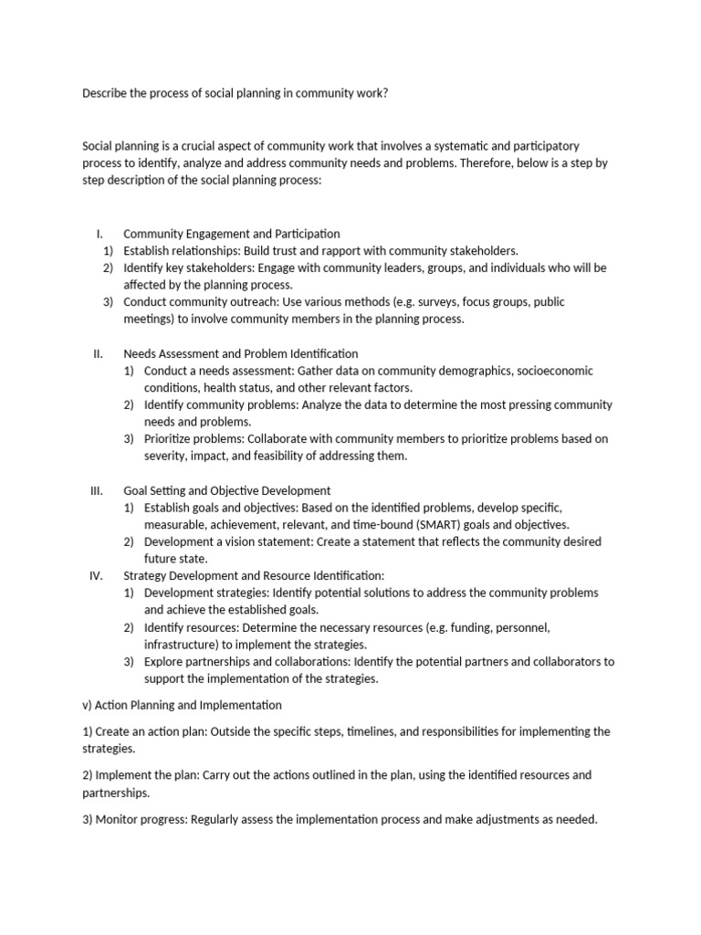 Steps in Social Planning Process | PDF | Evaluation | Goal